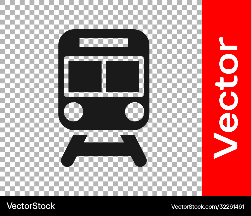 Black train and railway icon isolated Royalty Free Vector