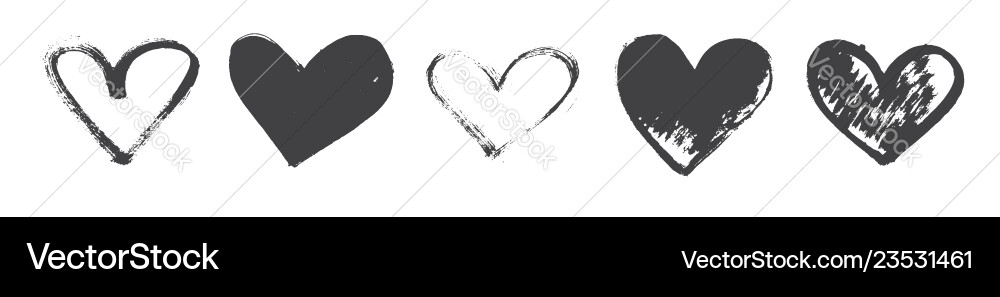Hand drawn calligraphy heart set isolated Vector Image