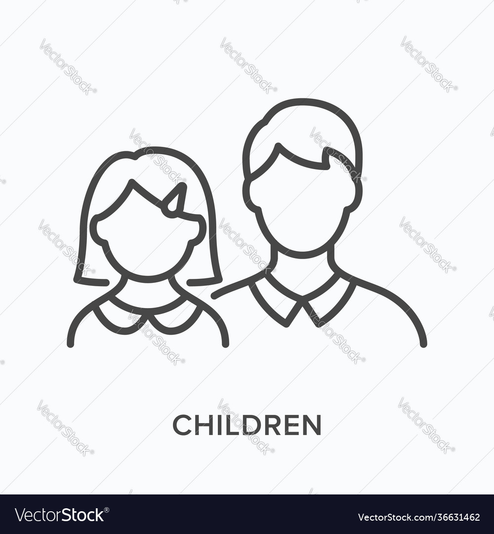 Children flat line icon outline Royalty Free Vector Image