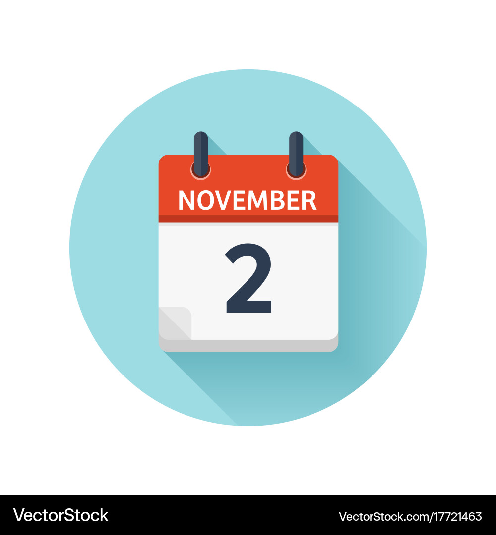 November 2 flat daily calendar icon date Vector Image