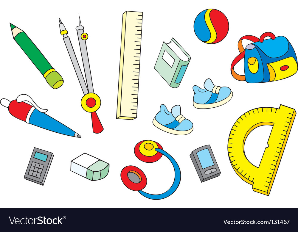 School objects Royalty Free Vector Image - VectorStock
