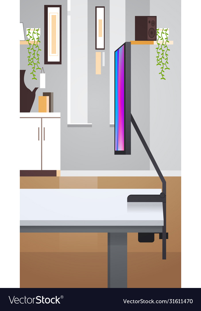 Desktop computer monitor office workplace modern Vector Image