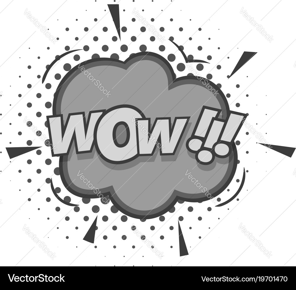 Wow text sound effect icon monochrome Royalty Free Vector