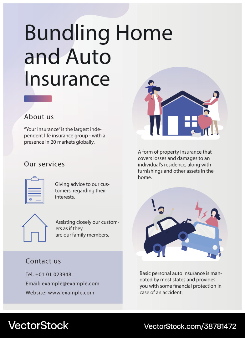 Flyer template for bundling home and auto Vector Image