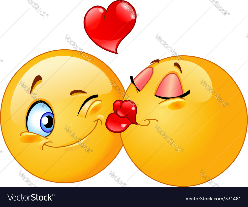 Kissing Emoticons Royalty Free Vector Image Vectorstock