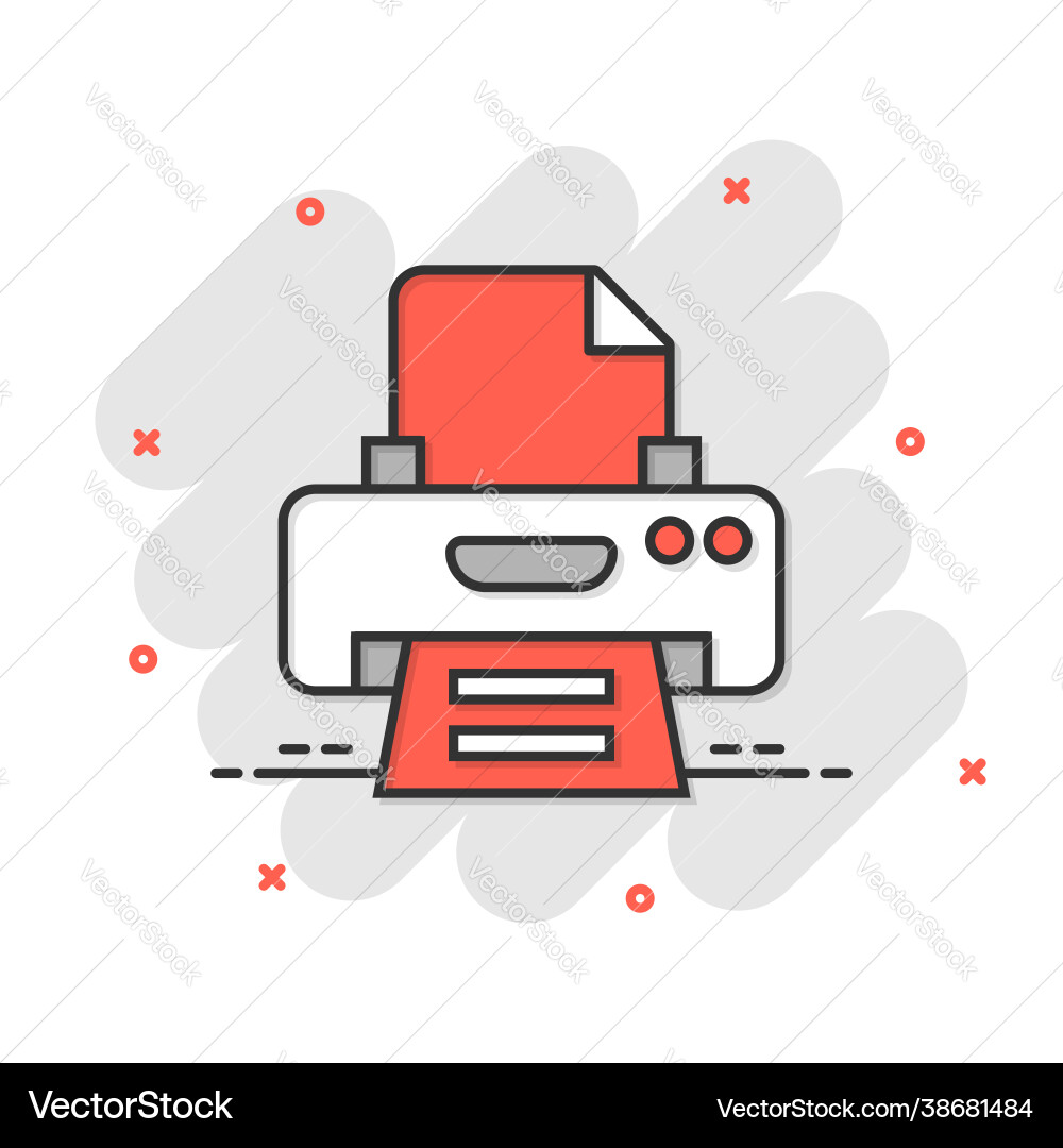 Office printer icon in comic style fax cartoon Vector Image