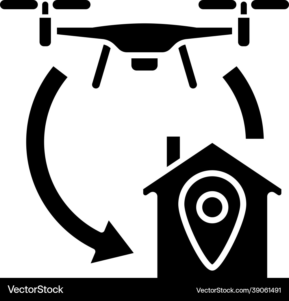 Return to home function black glyph manual label Vector Image
