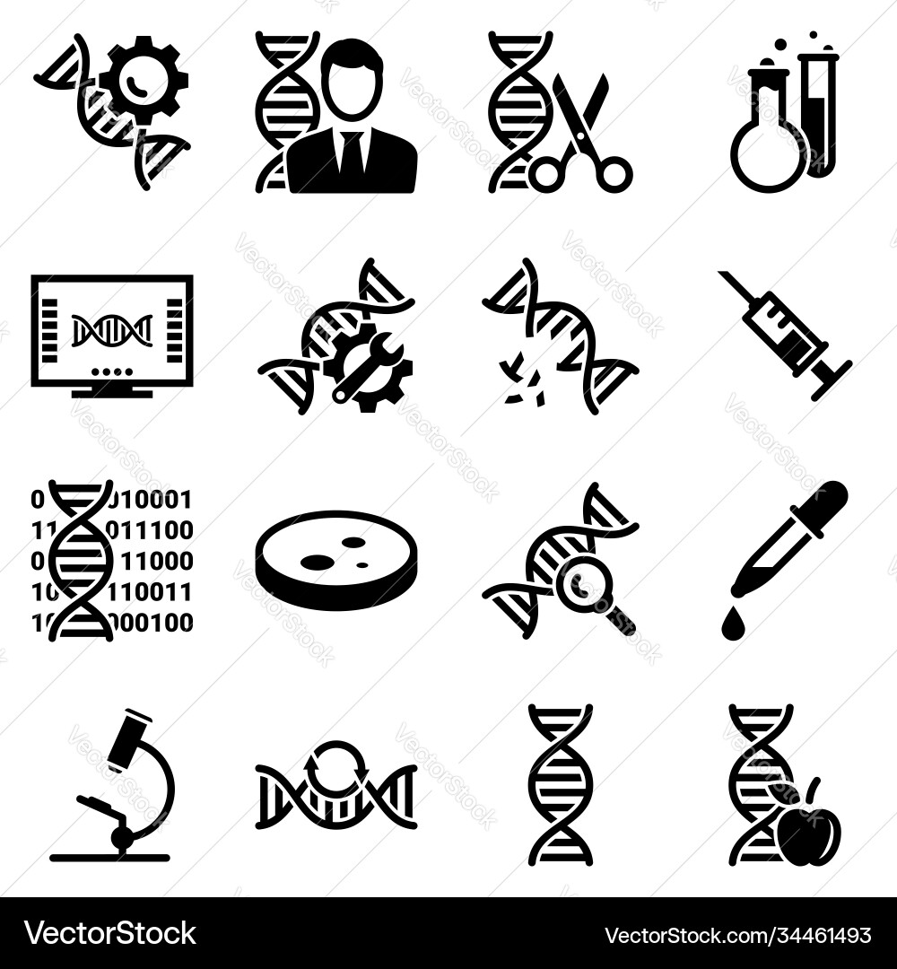 Set simple icons on a theme genetics medicine Vector Image
