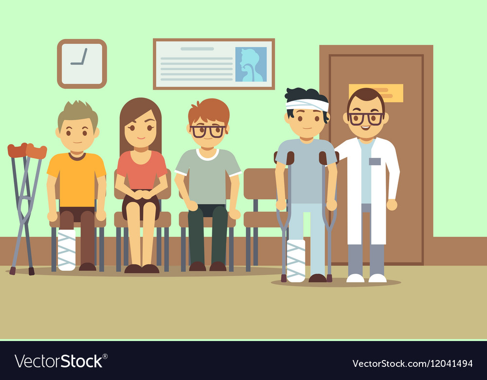 Patients in doctors waiting room at the hospital Vector Image Patients in doctors waiting room at the hospital Vector Image