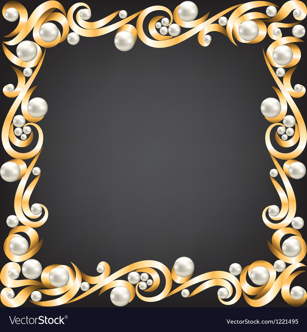 Gold Jewelry Frame And Pearls Royalty Free Vector Image