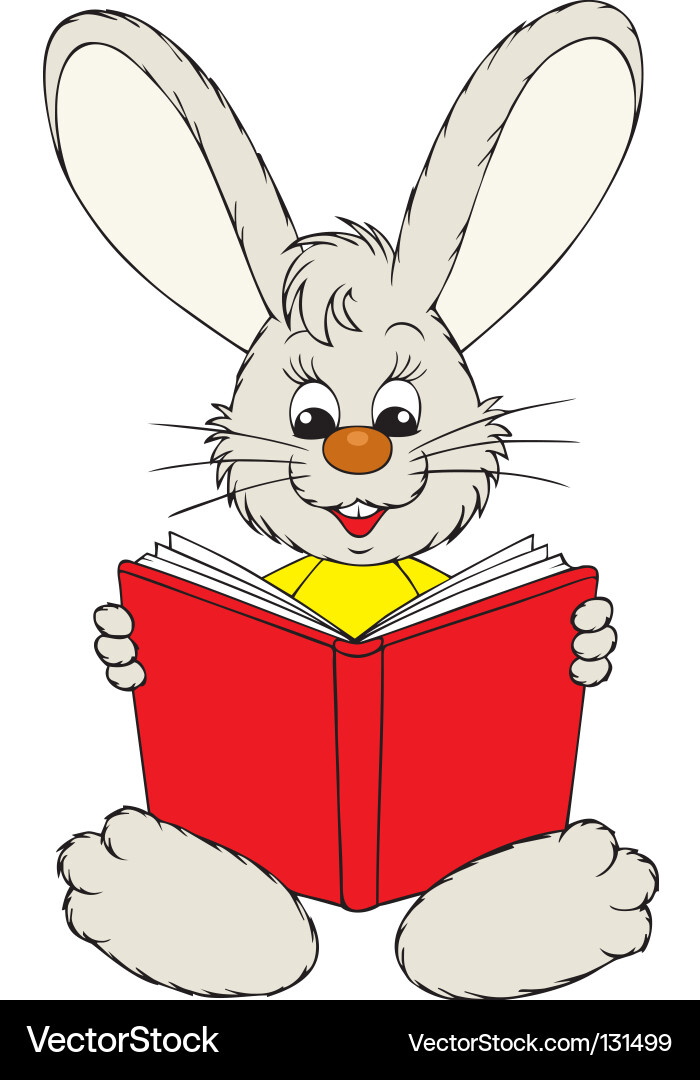 Bunny reading the red book Royalty Free Vector Image