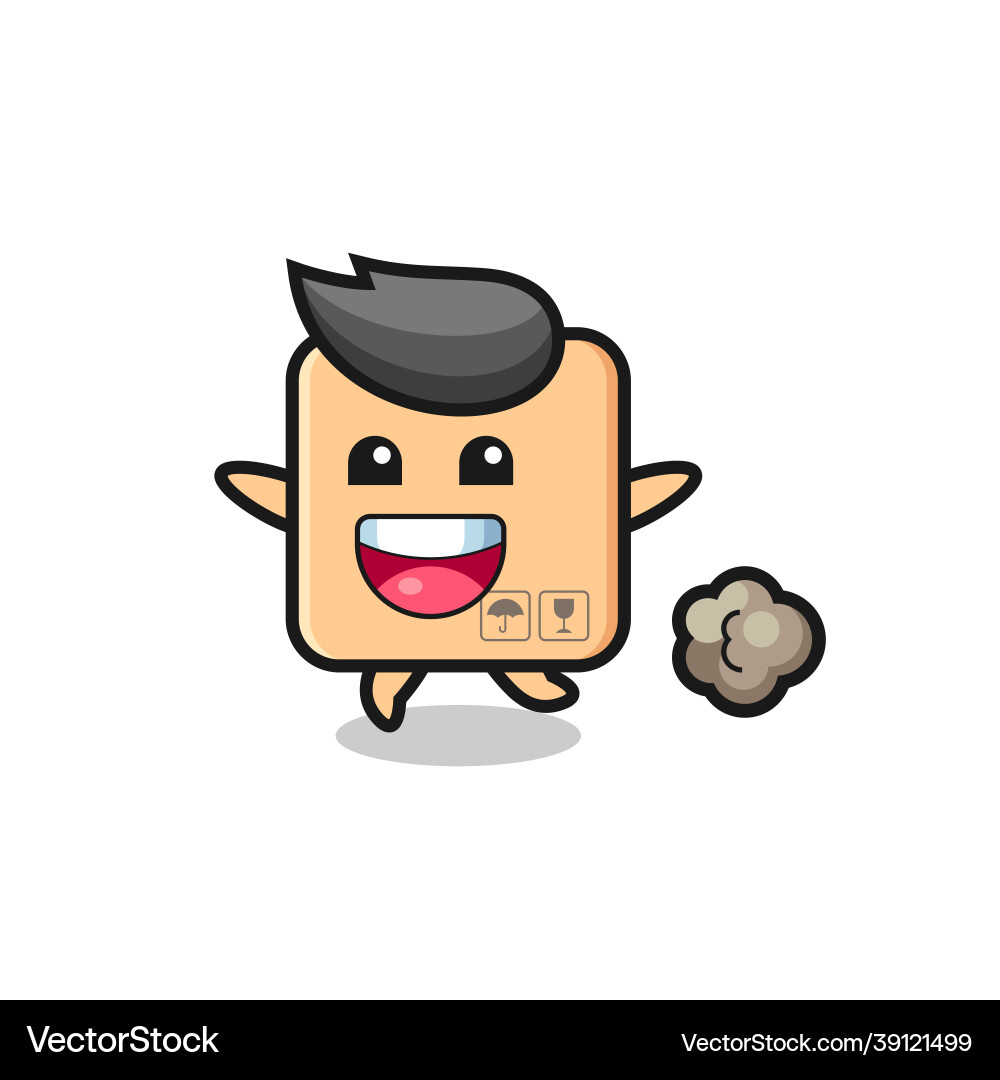 Happy cardboard box cartoon with running pose Vector Image