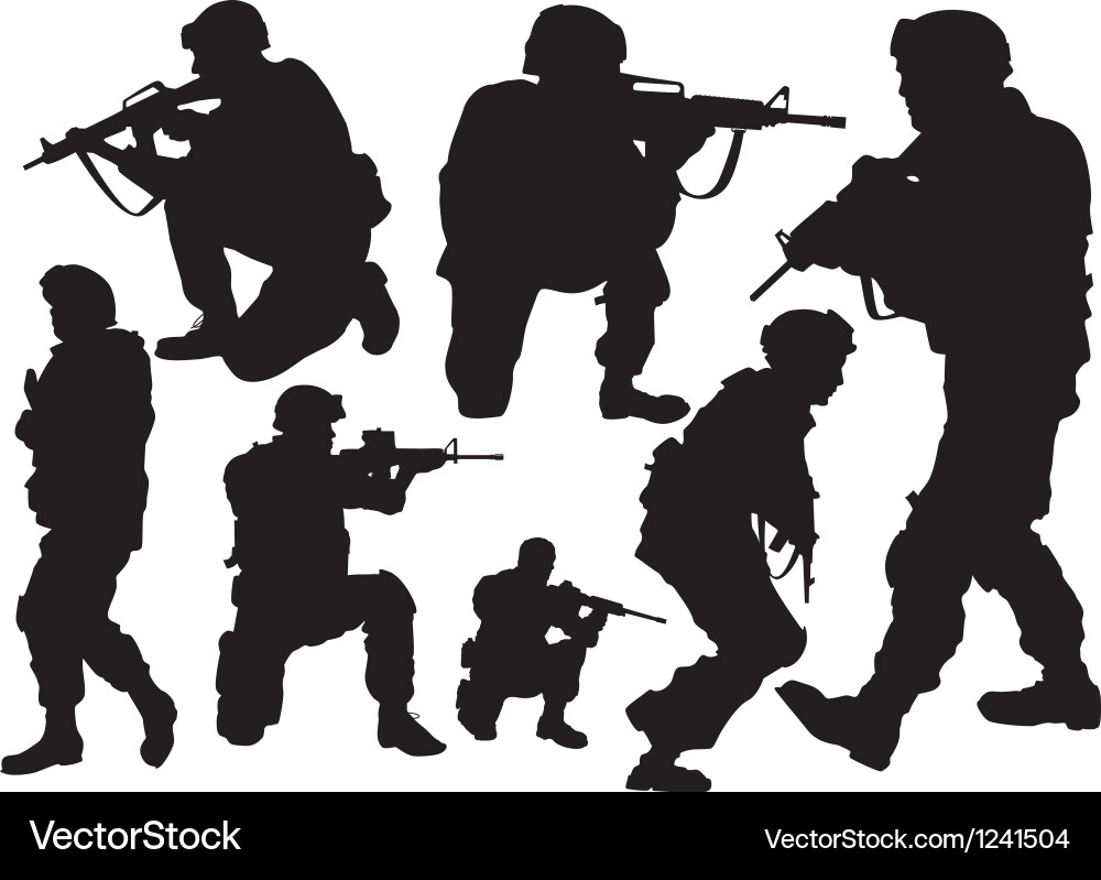 Silhouettes of soldiers Royalty Free Vector Image