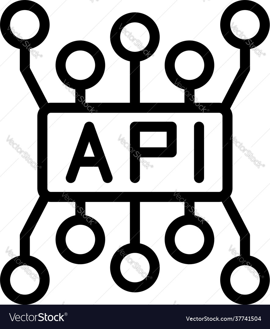 Api code icon outline style Royalty Free Vector Image