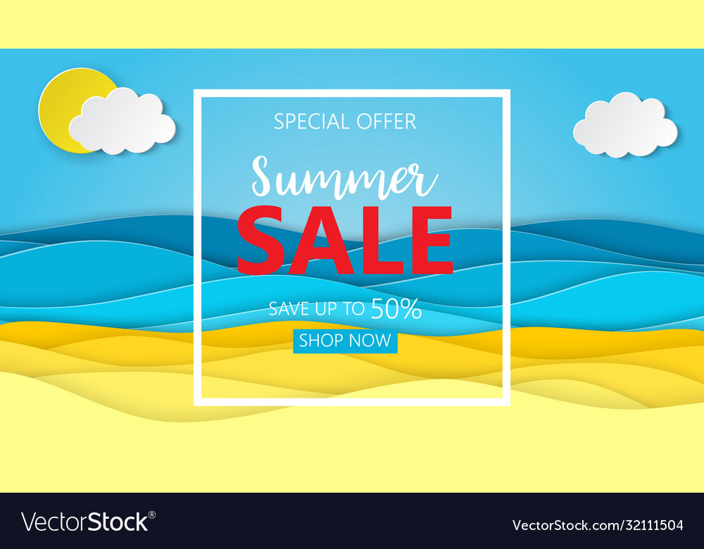 Sea landscape with beach Royalty Free Vector Image
