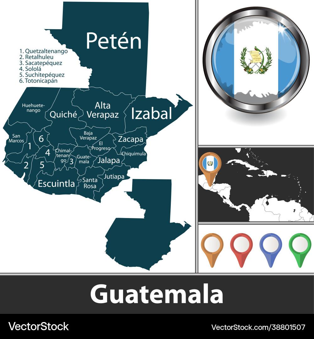 Map guatemala Royalty Free Vector Image - VectorStock
