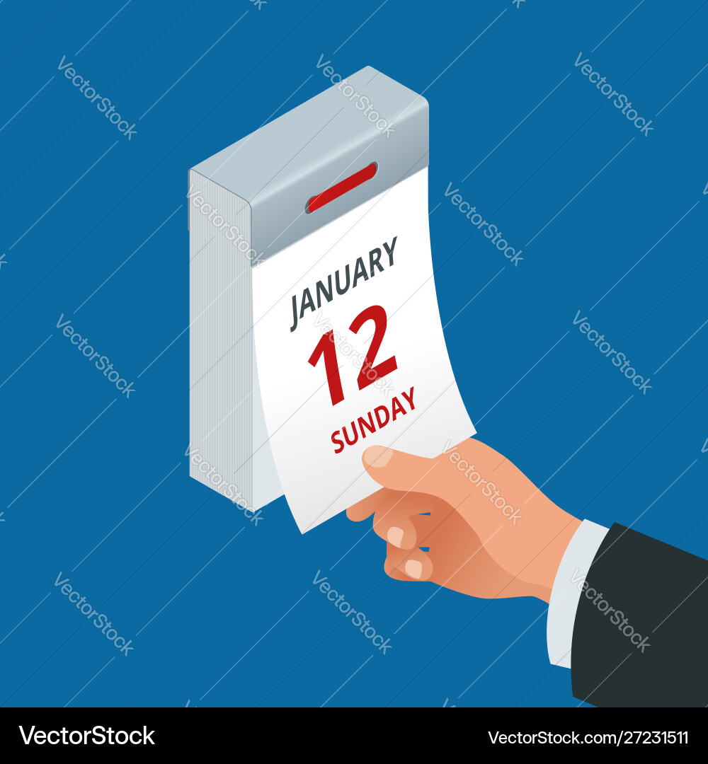 Isometric tear off paper calendar constructor Vector Image
