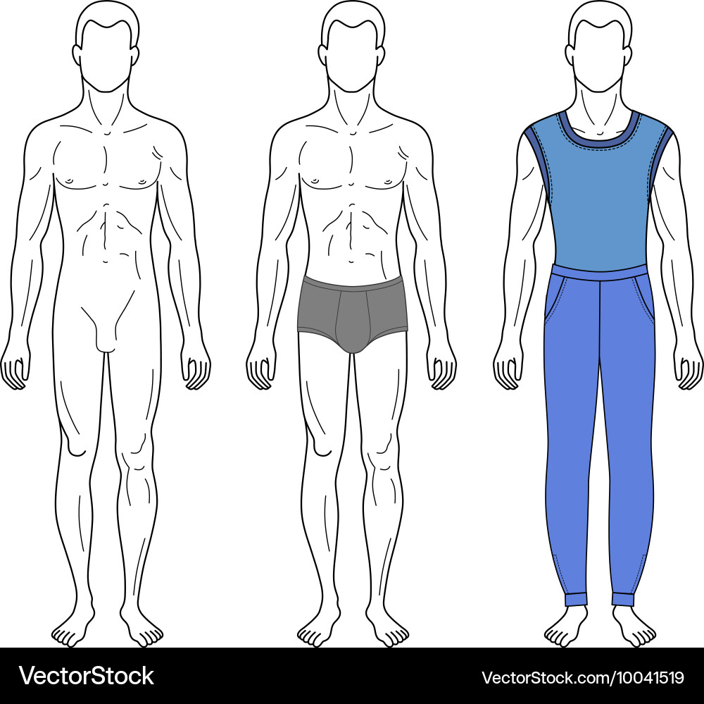 Fashion man outlined template Royalty Free Vector Image