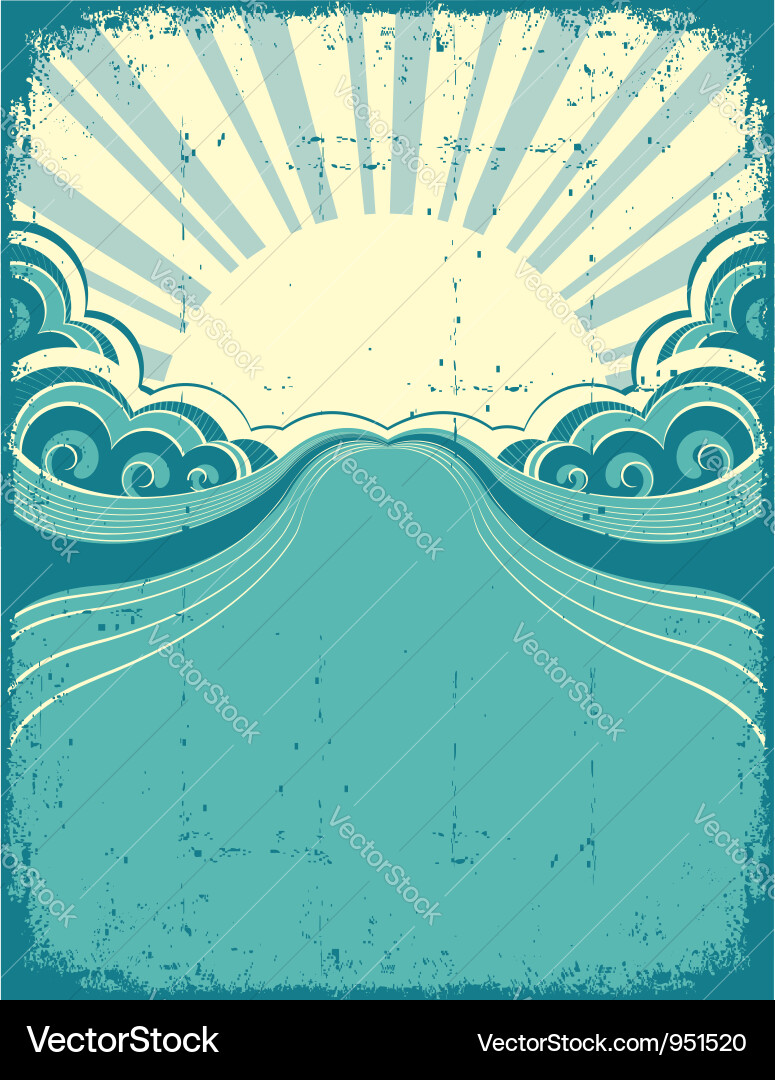 Grunge nature poster background with sun Vector Image by GeraKTV ...