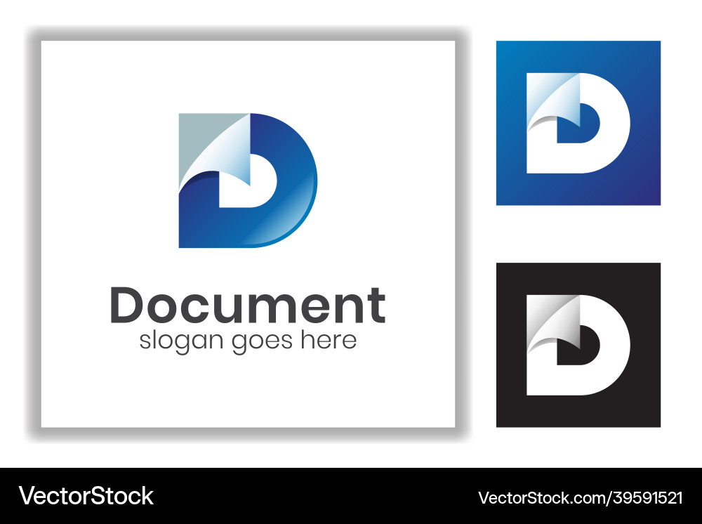 Gradient color letter d combined with paper Vector Image