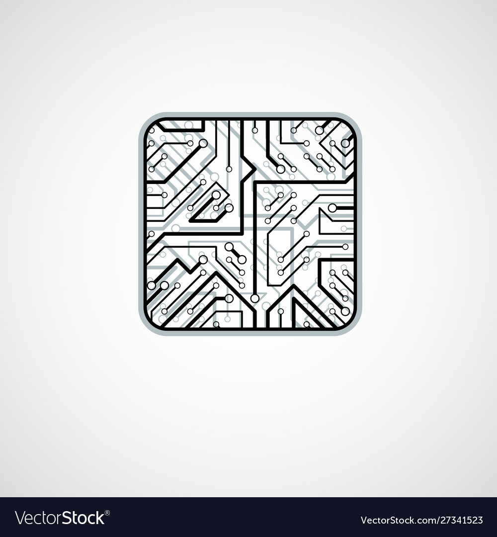 Technology cpu design with square microprocessor Vector Image