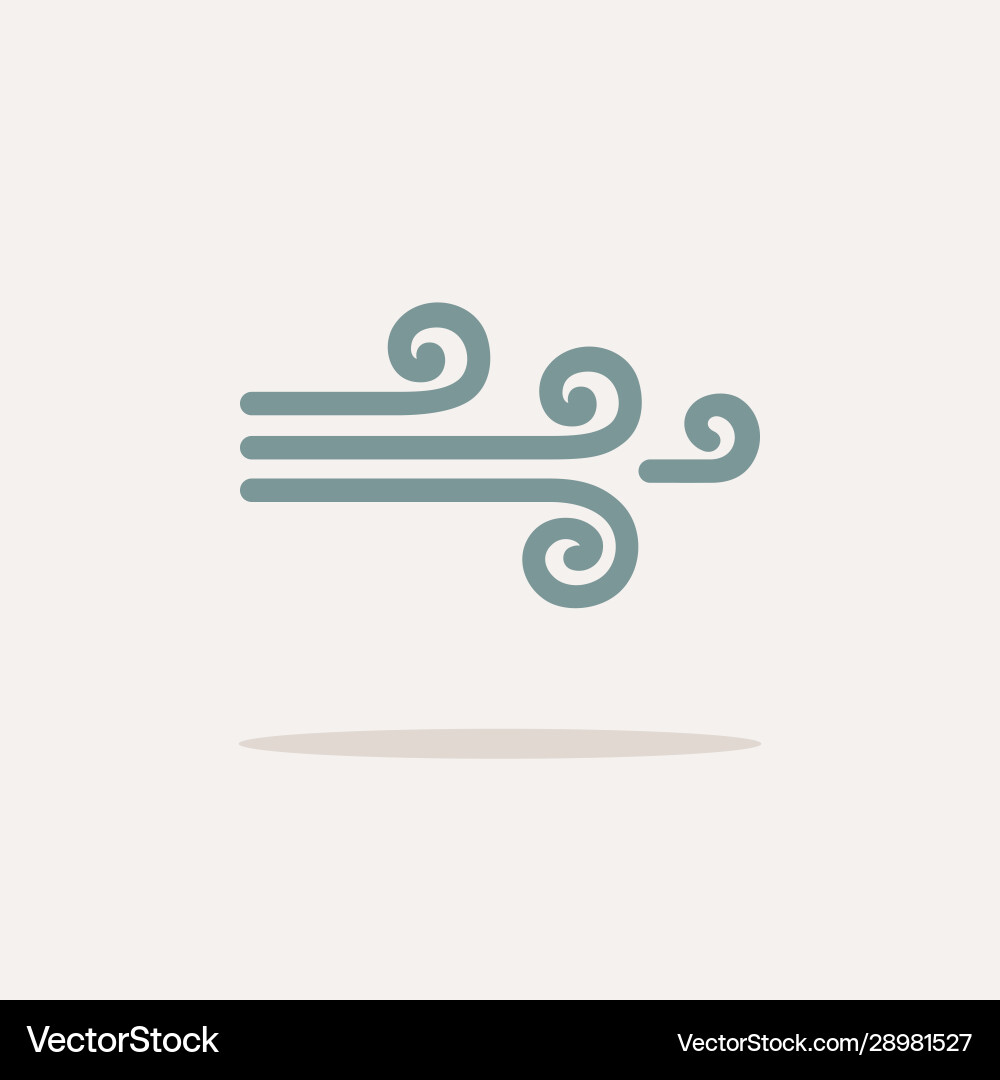 Wind icon with shadow on a beige background Vector Image