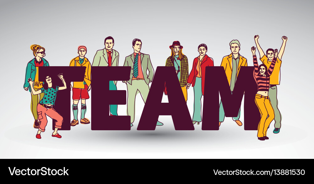 Team group business people and sign Royalty Free Vector