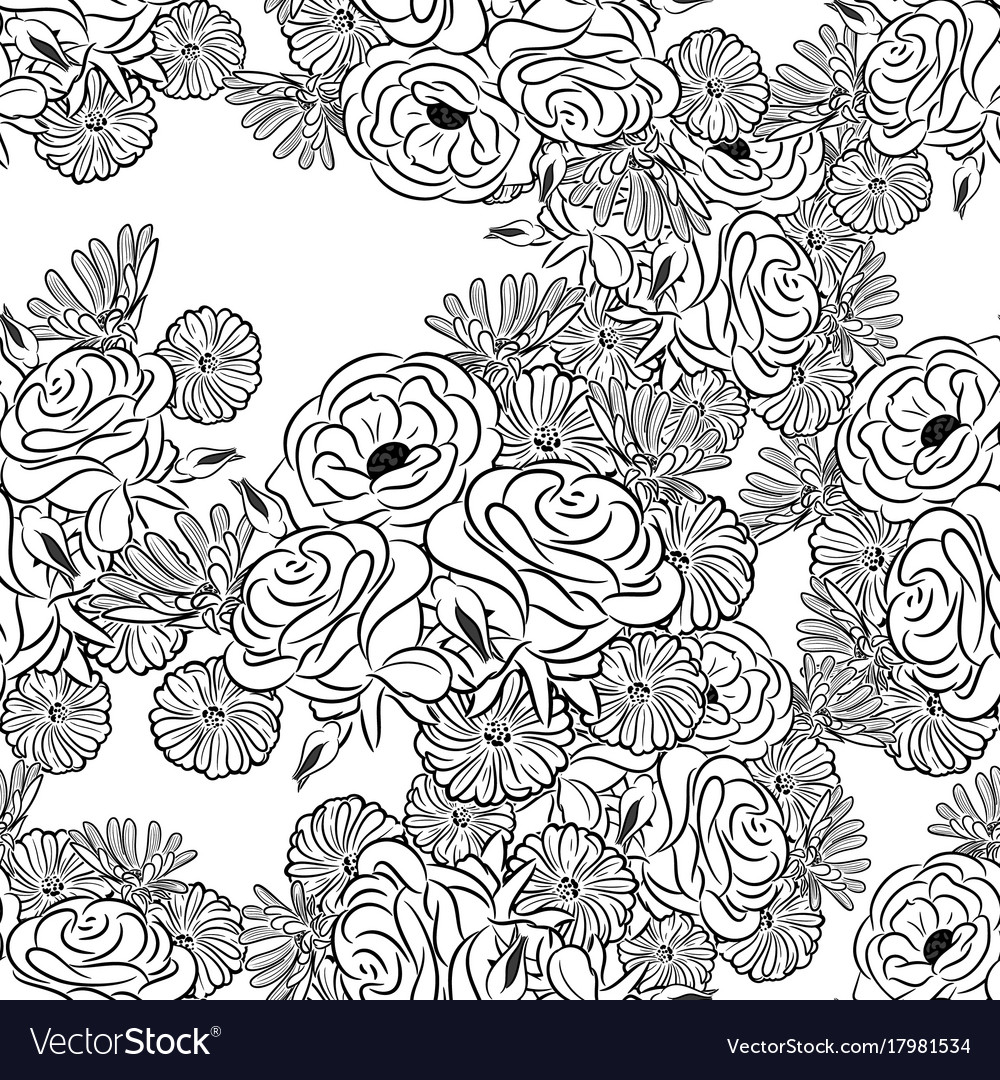 Seamless monochrome pattern Royalty Free Vector Image