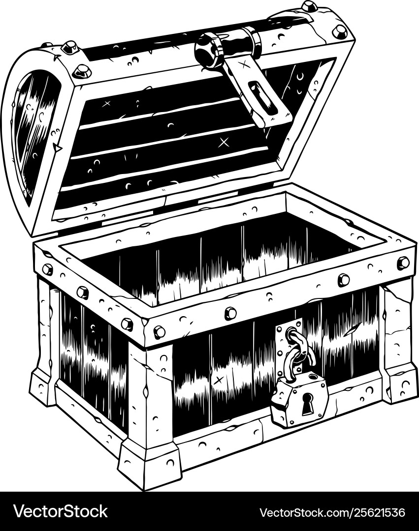 Empty chest line art Royalty Free Vector Image