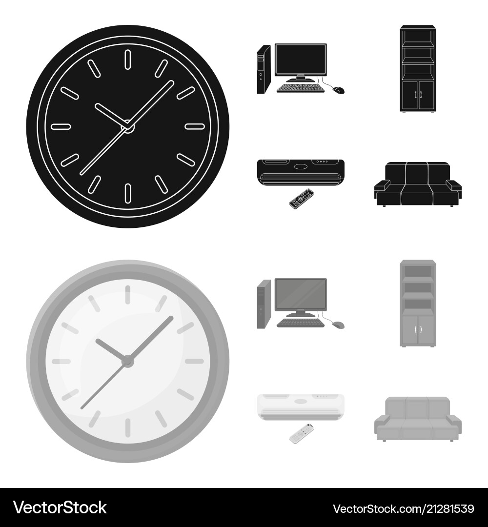 Clock with arrows a computer with accessories Vector Image