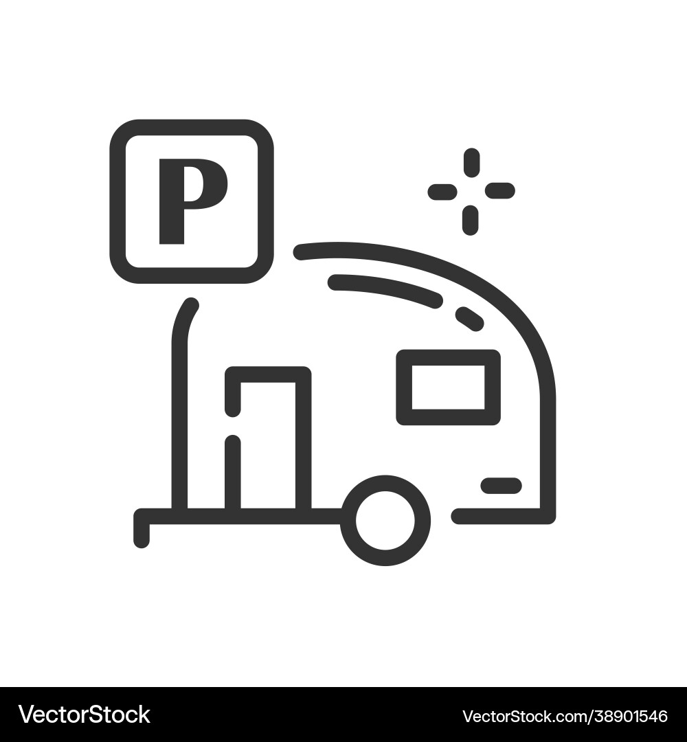 Camper icon in simple one line style Royalty Free Vector