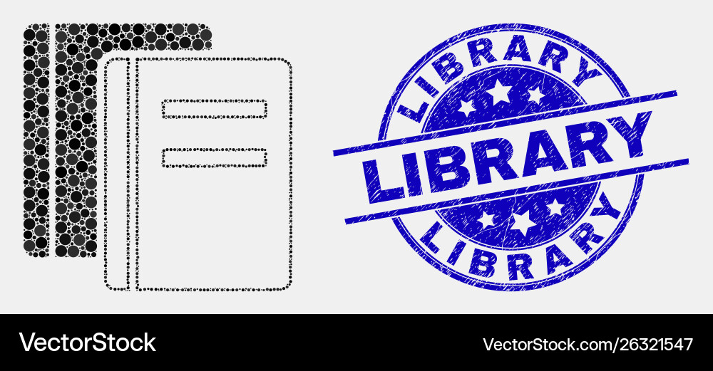 Dot books icon and distress library stamp Vector Image