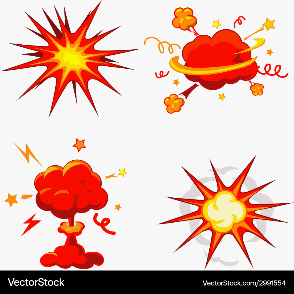 Comic book explosion bombs and blast set Vector Image