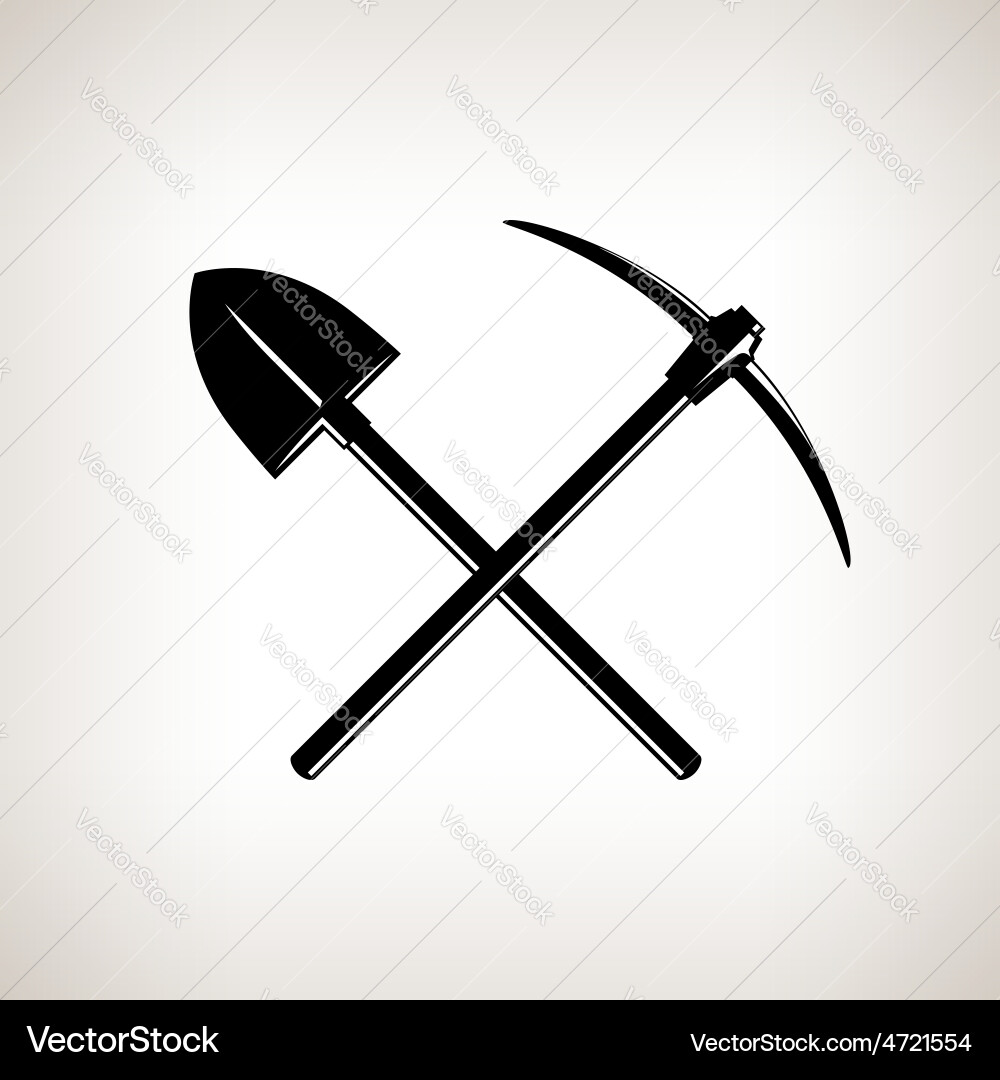 Crossed Shovel and Pickaxe Royalty Free Vector Image