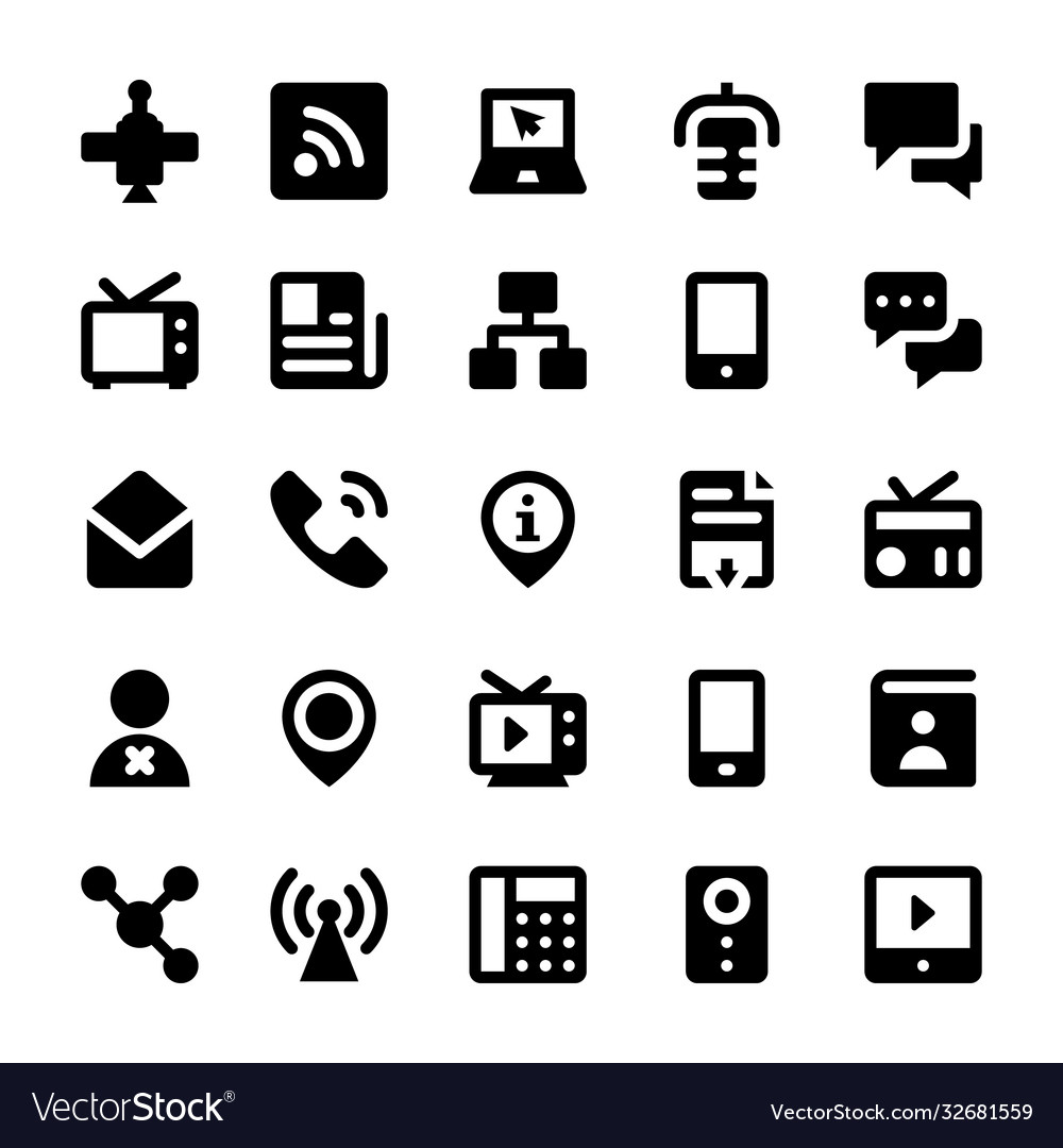 Network and communications line icons 1 Royalty Free Vector