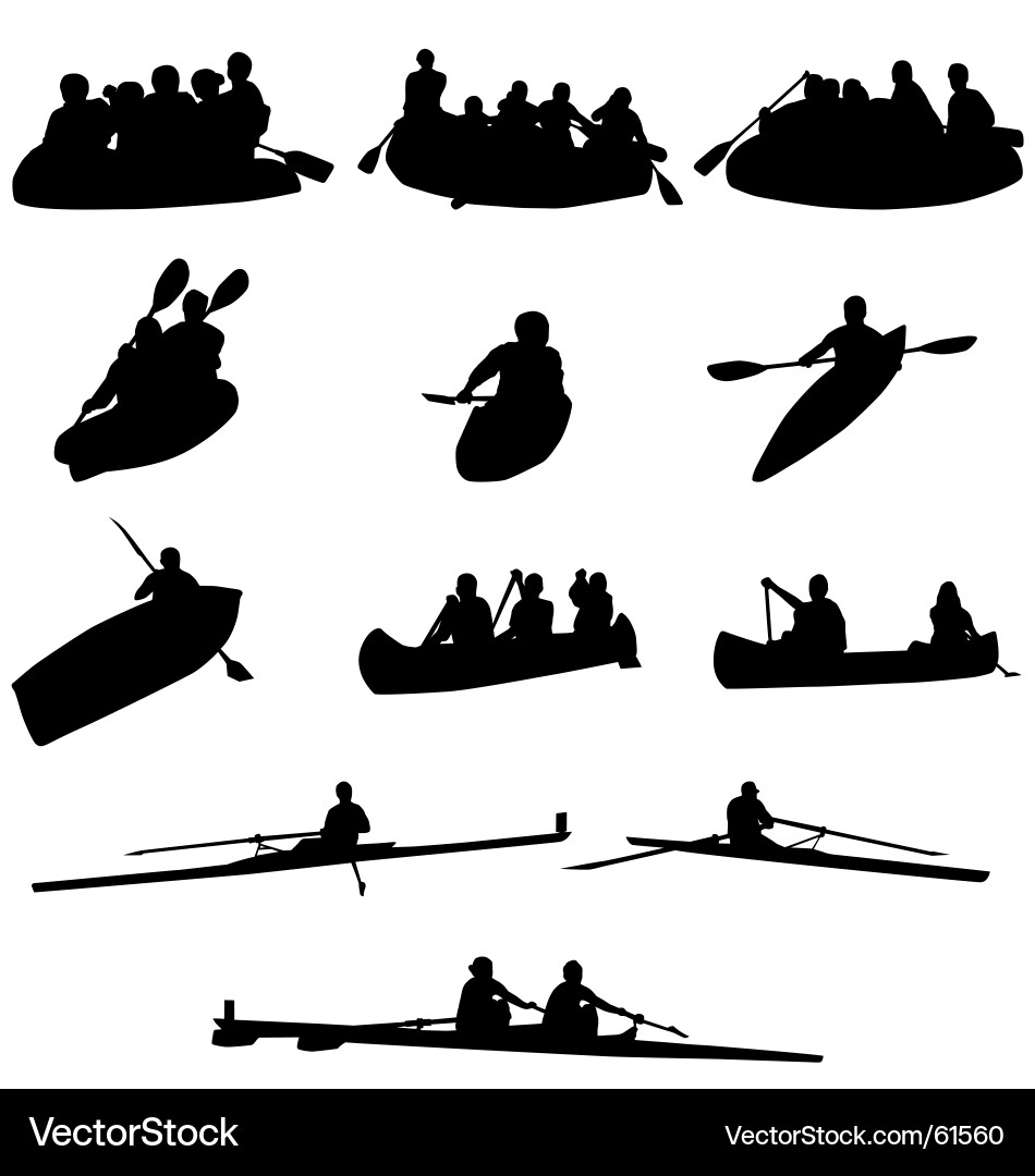 Rowing silhouettes Royalty Free Vector Image - VectorStock