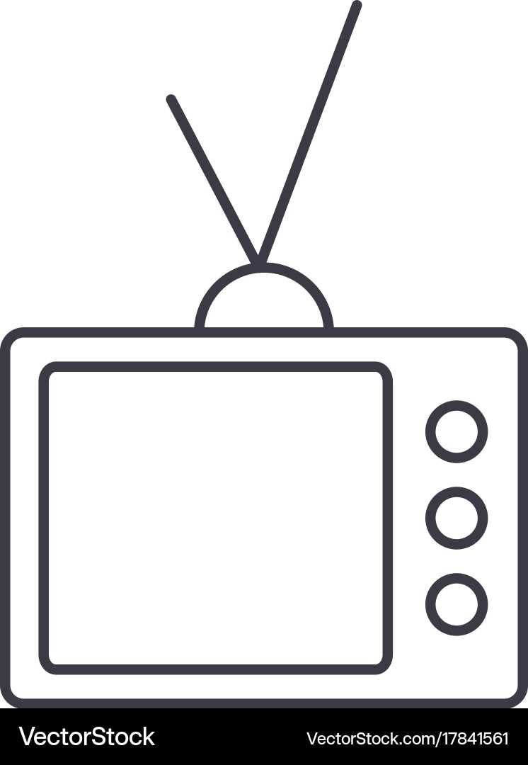 Retro tv line icon sign Royalty Free Vector Image