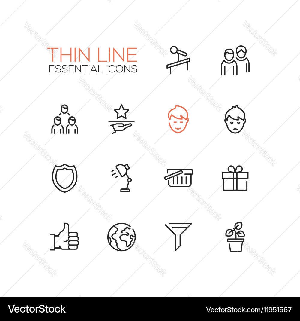 Business - thin single line icons set Royalty Free Vector