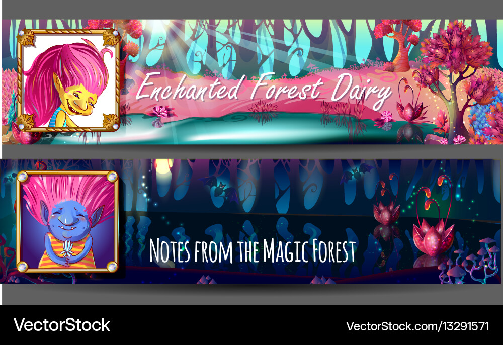 Troll characters avatars horizontal banners Vector Image by VectorPot ...