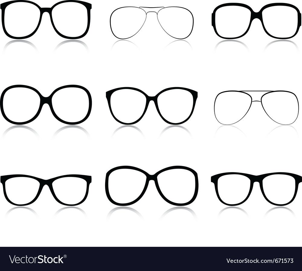 Set Of Glasses Royalty Free Vector Image Vectorstock