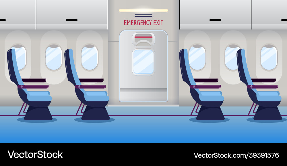 Airplane inside empty plane interior Royalty Free Vector
