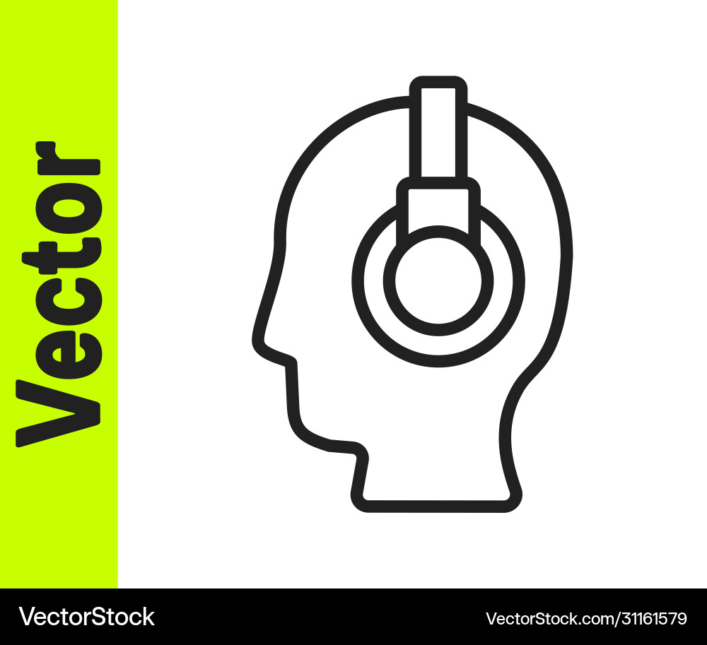 Black line man with a headset icon isolated Vector Image