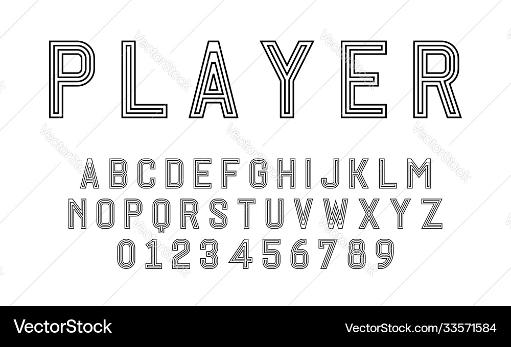Set alphabets font letters and numbers Royalty Free Vector