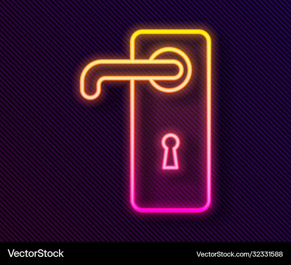 Glowing neon line door handle icon isolated Vector Image
