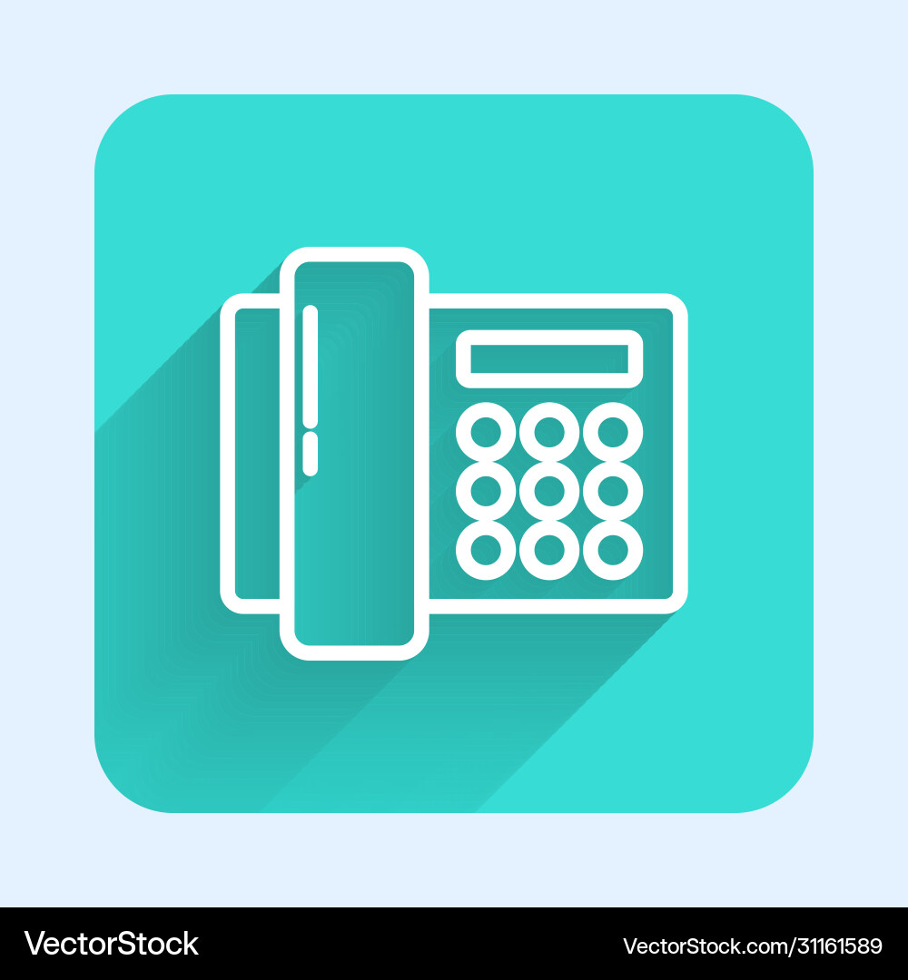 White line telephone icon isolated with long Vector Image