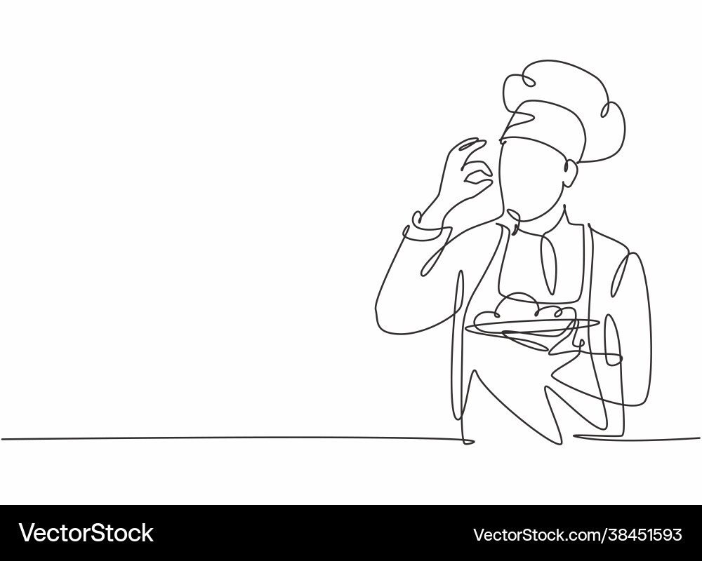 Single one line drawing young attractive male Vector Image