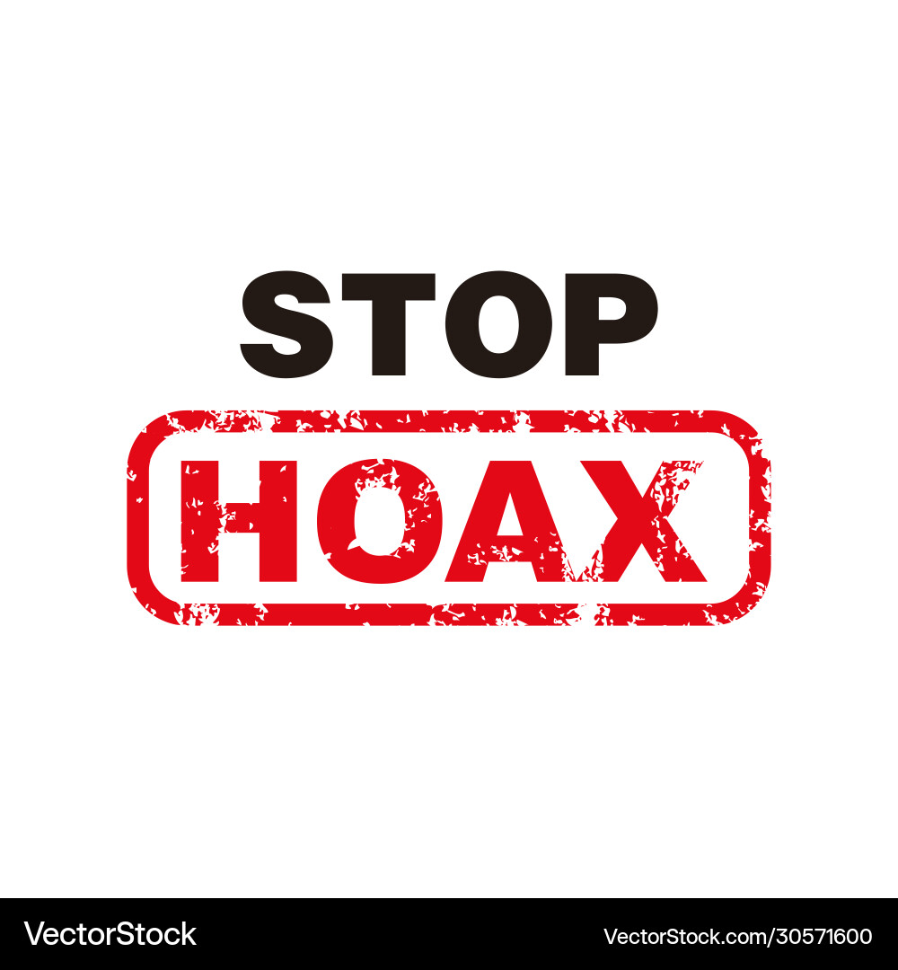 Red grunge stop hoax label stamp Royalty Free Vector Image