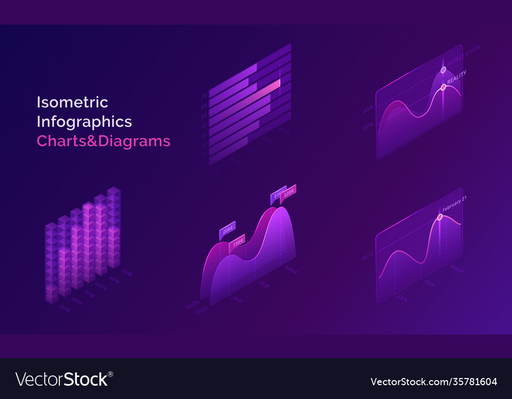Isometric infographic charts and diagrams Vector Image