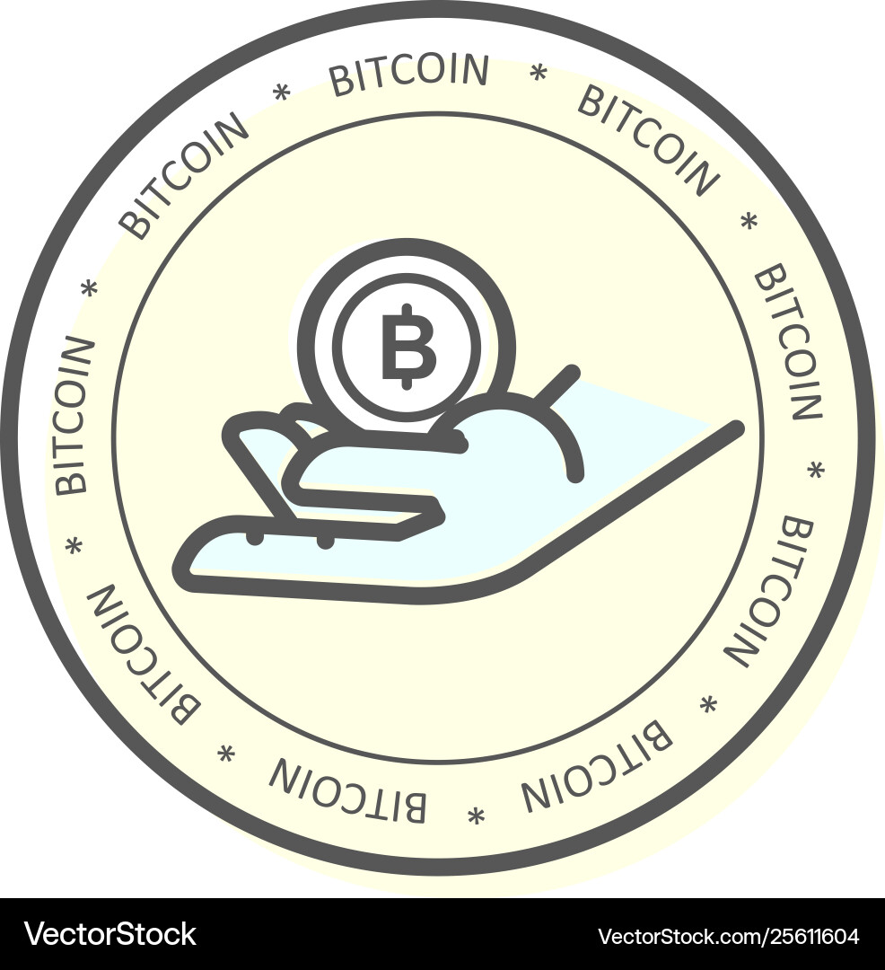 We accept bitcoin icon - hand with bitcoin Vector Image