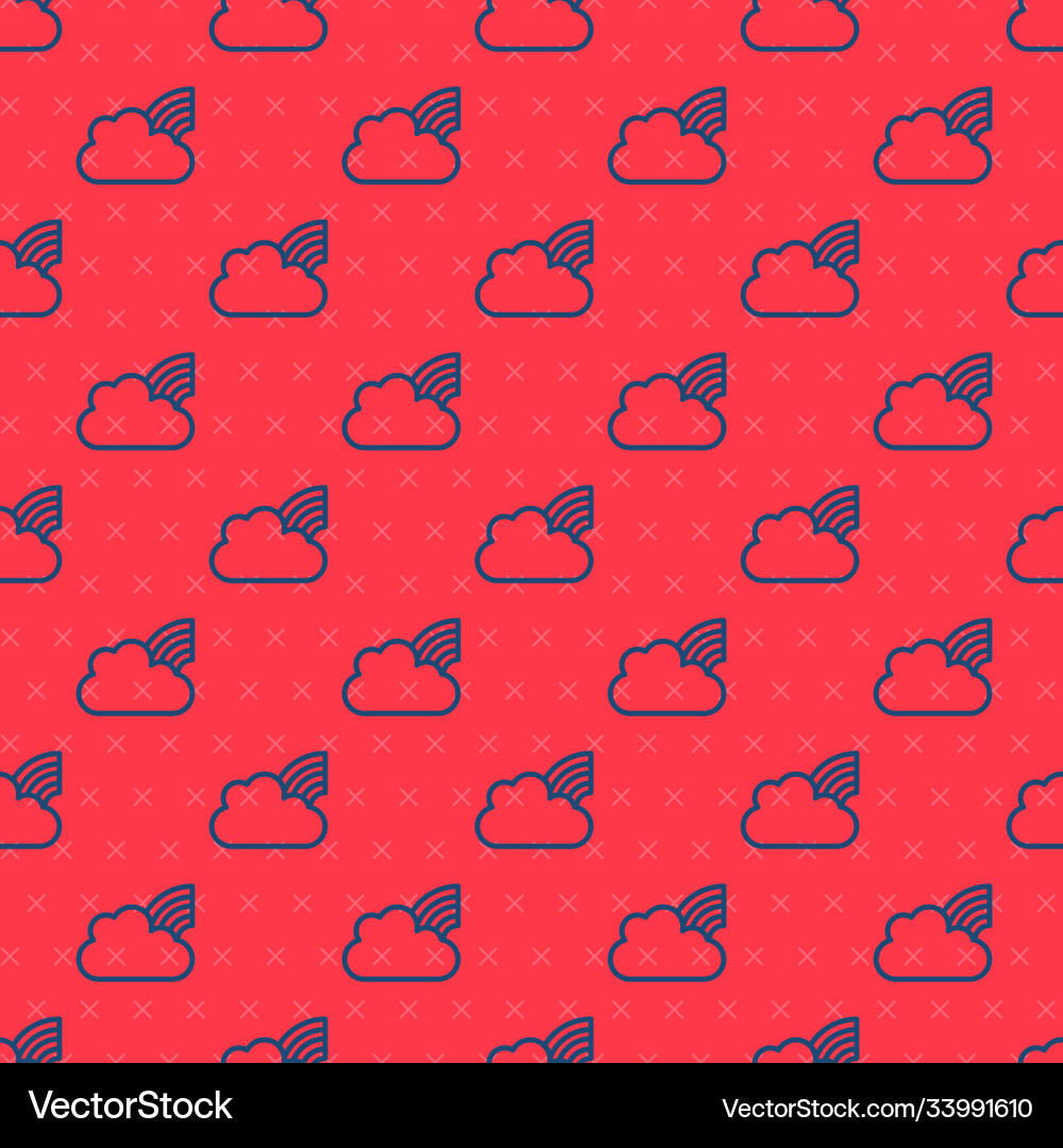 Blue line rainbow with clouds icon isolated Vector Image